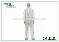 China Protective White Non-Woven/SMS/PP+PE Disposable Use Coverall With Hood And Zip Closure For Lab for sale