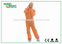 China SMS Protective Orange Disposable Coveralls/Disposable Hazmat Suits For Laboratory/Factory for sale