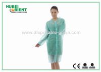 China Green Tyvek Disposable Lab Coats With Nylon Fastener Tape Closure For Prevent Dust for sale