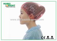 China Free Size Colorful Waterproof PE Shower Cap Disposable Easy To Wear For Clean for sale