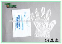 China High Density Disposable Short Clear Plastic Gloves With CE / ISO for sale