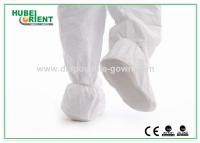 China White Slip Resistant Tyvek Disposable Shoe Covers Booties With PVC Sole 43gsm for sale