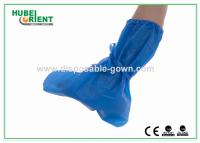 China Blue CPE Disposable Boot Covers For Industry / Waterproof Disposable Footwear for sale