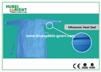 China Hospital Level3 Disposable SMS Surgical Gown Dark Blue With Knitted Wrist for sale