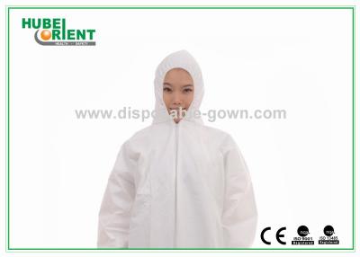 China Splash Resistant SMS Disposable Coveralls With Hood And Feetcover for sale
