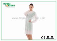 China Knitted Collar Protective Disposable Lab Coats Small Splash Proof With Snaps Closure for sale