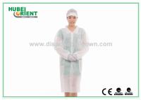 China Dust-Proof Nonwoven PP Colored Disposable Visitor Coats With Snaps With Dofferent Style Collar for sale