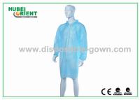 China Tyvek MP SMS PP Material Disposable Lab Coats With Zip Closure for sale