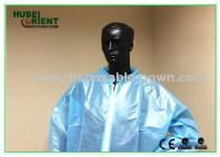China Blue Water Resistance Disposable Long Sleeve Lab Coat With Comfortable Feeling For Factory Use for sale