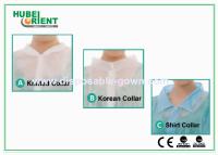 China Knitted Collar Protective Disposable Lab Coats Small Splash Proof With Snaps Closure for sale