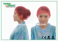 China 12gsm Disposable Nonwoven Bouffant Cap 21 Inch in White Red for sale