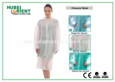 China Protective Clothing PP Disposable Lab Coats For Laboratory With Zip closure for sale