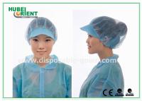 China Round Disposable Head Cap , Single Use Bouffant Scrub Caps With Peak for sale