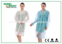 China With Shirt Collar Knitted Cuff Disposable Lab Coats Made By Breathable Non Woven For Prevent dust for sale