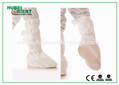 China Nonskid Microporous Disposable Shoe Covers Booties / White Disposable Foot Gloves for sale