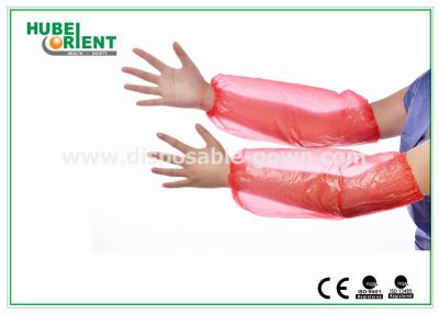 China Red Free Size Disposable Use PE Plastic Arm Sleeves For Anti-Oil And Waterproof for sale