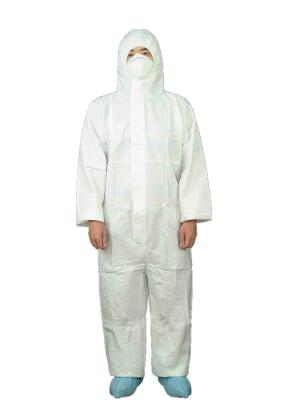 China PPE Type5/6 White MP Chemical Protective Anti Dust Disposable Jumpsuit With Hood for sale