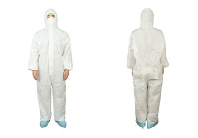 China EN1149-5 Anti Static Type5/6 Disposable SMMS Chemical Protective Coverall With Hood for sale