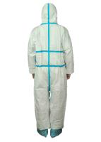 China Type 4/5/6 Splash Prevention MP Disposable Coverall With 2-Pieces Hood And Blue Tape for sale