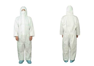 China Approved Type5/6 MP Medical 2-Piece Hood Disposable PPE Protective Coverall for sale