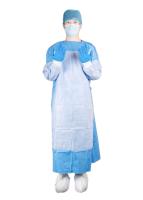China Reinforced Disposable SMS Surgical Gowns With Knitted Wrist For Operating Room for sale