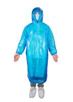 China Disposable Adult Use PE Raincoat With Long Sleeves And Hood For Rainy Day for sale