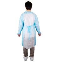 China Disposable Medical Plastic Gown With Thumb Loop , Adult CPE Gown For Clinic for sale