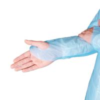 China Medical Disposable CPE Isolation CPE Gown With Apron Style Neck And Thumb Cuffs for sale