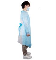 China Medical Disposable CPE Isolation CPE Gown With Apron Style Neck And Thumb Cuffs for sale
