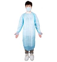 China Medical Disposable CPE Isolation CPE Gown With Apron Style Neck And Thumb Cuffs for sale