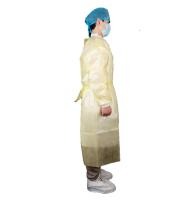 China Ultrasonic Heat Sealed Disposable Medical Use Knitted Wrist PP+PE Isolation Gown for sale