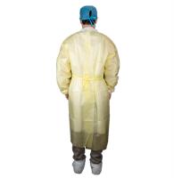 China Ultrasonic Heat Sealed Disposable Medical Use Knitted Wrist PP+PE Isolation Gown for sale