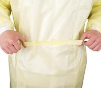 China Ultrasonic Heat Sealed Disposable Medical Use Knitted Wrist PP+PE Isolation Gown for sale