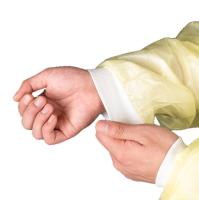 China Ultrasonic Heat Sealed Disposable Medical Use Knitted Wrist PP+PE Isolation Gown for sale