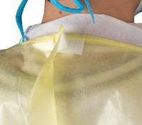 China Ultrasonic Heat Sealed Disposable Medical Use Knitted Wrist PP+PE Isolation Gown for sale