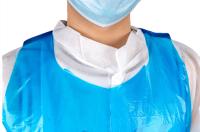China Kitchen Use Disposable Oil Proof PE Plastic Sleeveless Apron Blue / White for sale