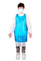 China Kitchen Use Disposable Oil Proof PE Plastic Sleeveless Apron Blue / White for sale