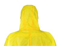 China Type3B Disposable Medical Coverall With 3 Pieces Hood And Yellow Tape for sale