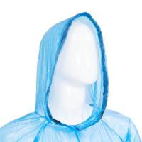 China CE / ISO Blue / White Disposable Waterproof PE Plastic Rain Coat With Hood for sale