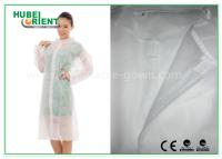 China Economical SMS/Non-Woven Disposable Lab Coats With Knitted Collar And Velcro for sale