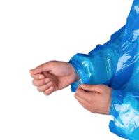 China Waterproof Disposable PE Plastic Raincoat With Hood Blue/White Hooded PE Poncho for sale