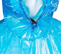 China Waterproof Disposable PE Plastic Raincoat With Hood Blue/White Hooded PE Poncho for sale