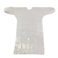 China 78x144cm White Elastic Cuffs Disposable PE Plastic Work Gown Oil Proof No Reuse for sale