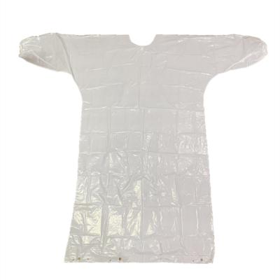 China 78x144cm White Elastic Cuffs Disposable PE Plastic Work Gown Oil Proof No Reuse for sale
