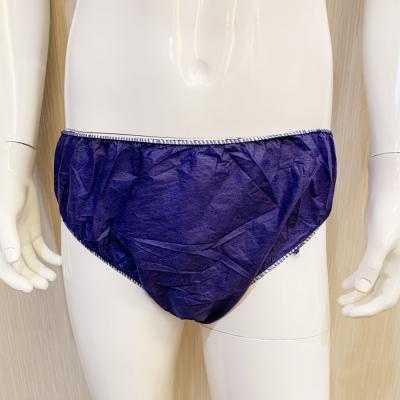China 28gsm Dark Blue Disposable Triangle Shape PP Nonwoven Underwear With Elastic for sale