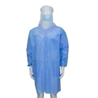 China Unisex Blue Nonwoven Lab Coat Shirt / Korean / Knitted Collar Style for sale