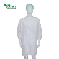 China Anti Dust PP/SMS/Microporous/Tyvek Disposable Protective Lab Coat With Elastic Wrists for sale