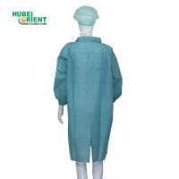 China Anti Dust PP/SMS/Microporous/Tyvek Disposable Protective Lab Coat With Elastic Wrists for sale