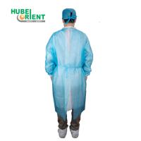 China White/Yellow/Blue/Green Anti Dust PP Nonwoven Disposable Isolation Gown With Knitted Cuffs for sale