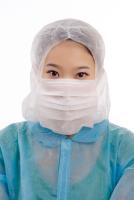 China Disposable Use Soft Non-Woven Polypropylene Astronaut Cap With Face Mask for sale